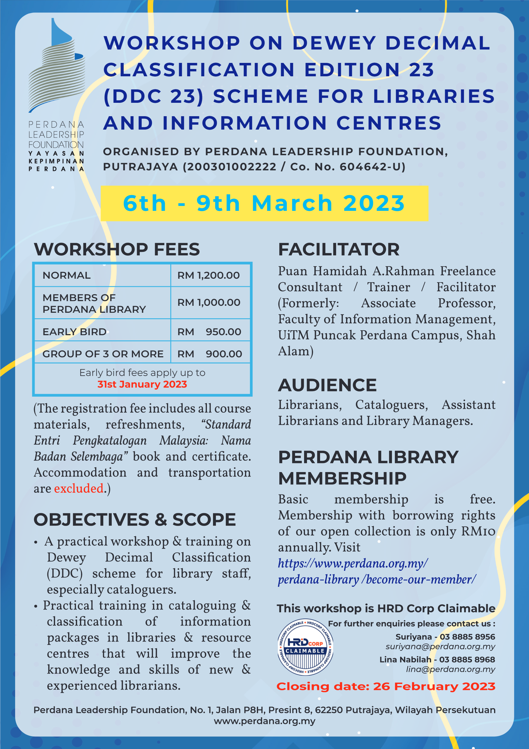 Workshop on Dewey Decimal Classification (DDC) – Perdana Leadership ...