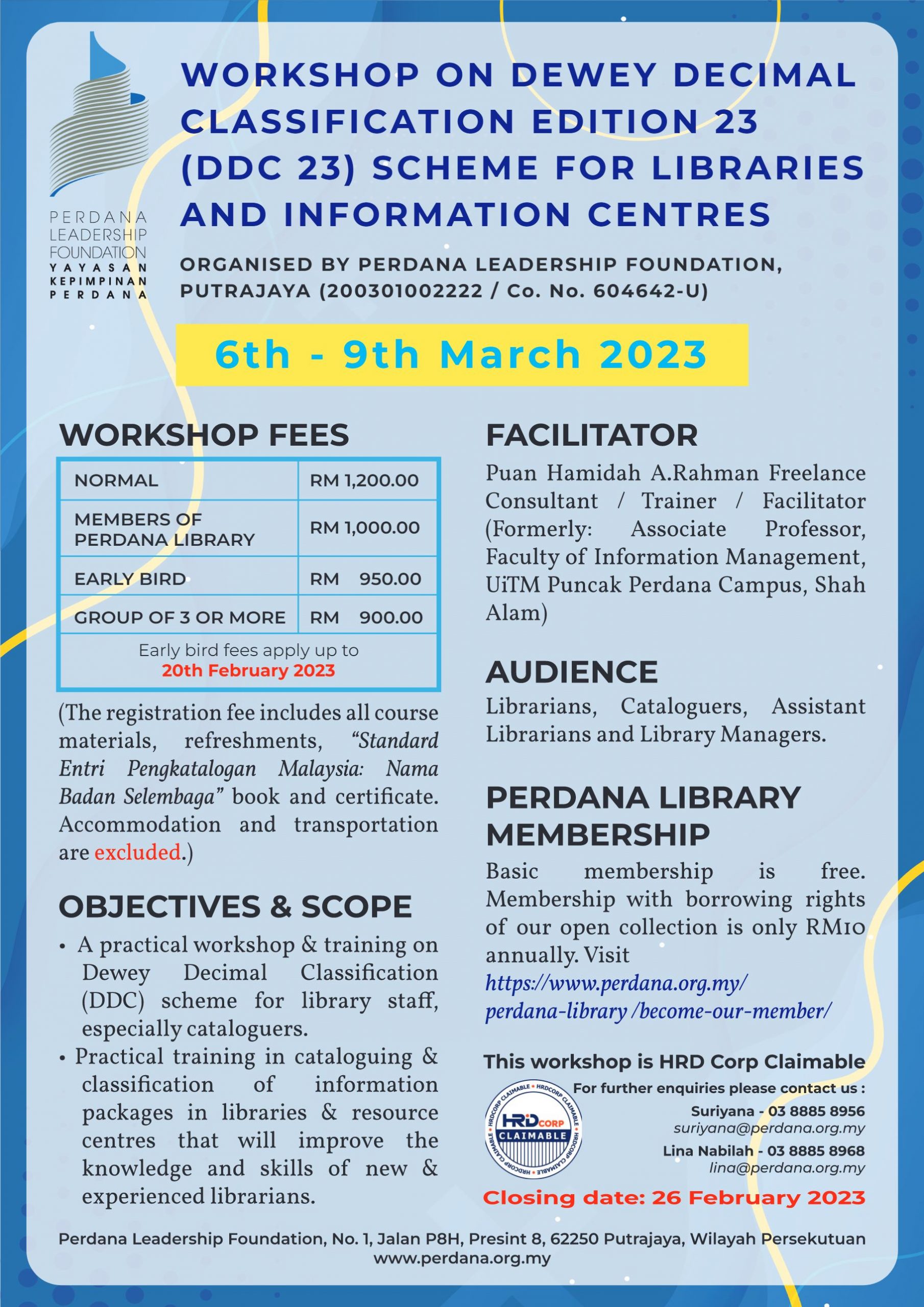 Workshop on Dewey Decimal Classification (DDC) – Perdana Leadership ...