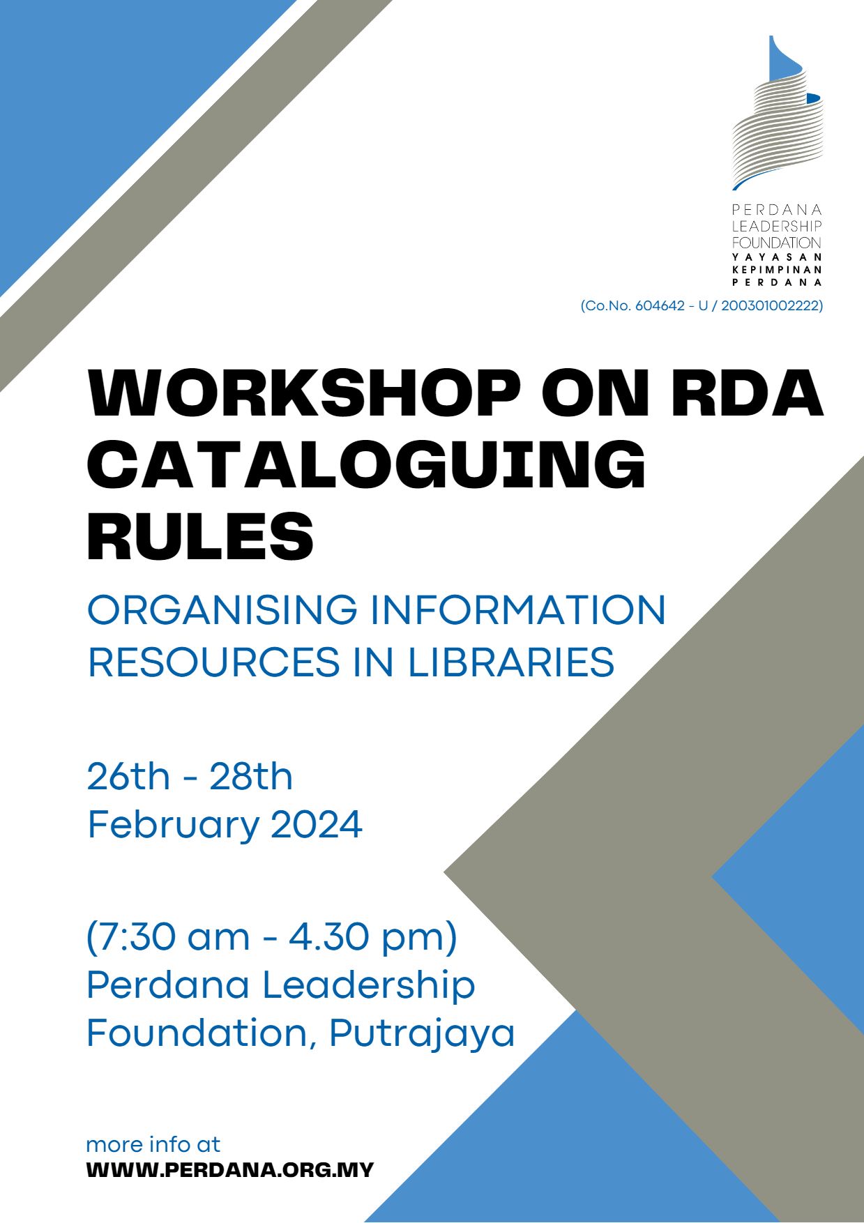 Workshop on RDA Cataloguing Rules – Perdana Leadership Foundation
